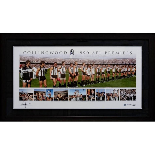 Collingwood 1990 Premiers Official Signed Tony Shaw Panoramic Print Fr ...