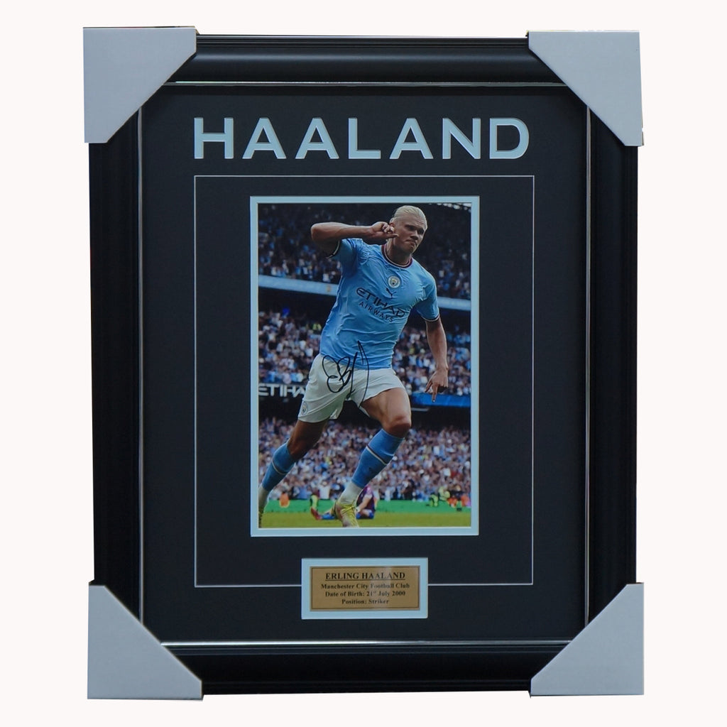 Erling Haaland Signed Manchester City Photo Framed - 5478 – HT Framing ...