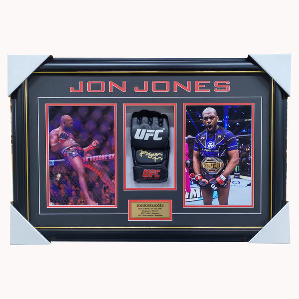 Jon Bones Jones Signed UFC Champion Glove Box Framed With Photos + Coa ...