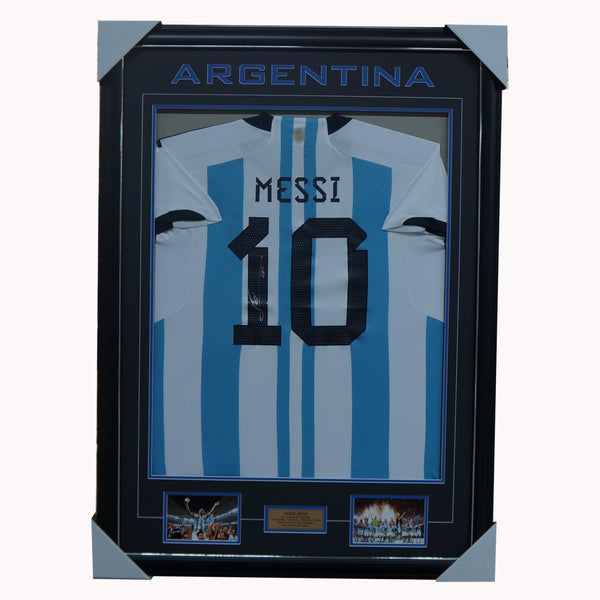 Lionel Messi Signed Argentina 2022 World Cup Champions Jersey Framed ...