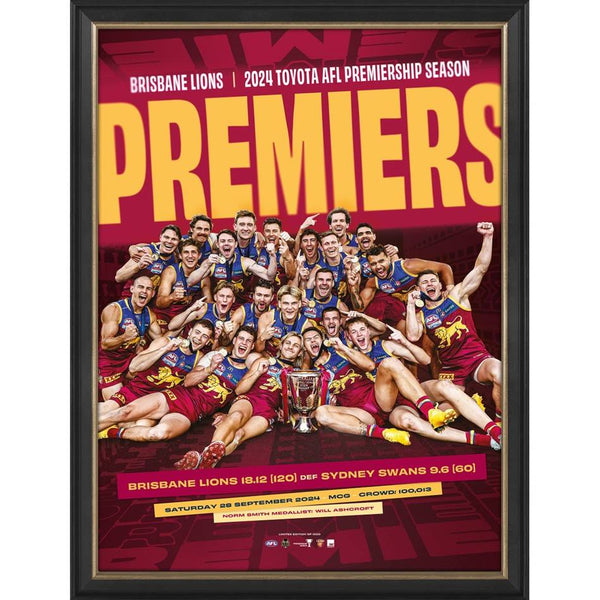 Brisbane Lions 2024 Premiers Official AFL Sportsprint Framed - 6029 ...