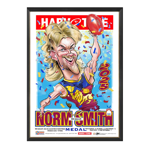 Will Ashcroft, 2025 Norm Smith Medal Poster, Harv Time Print Framed ...