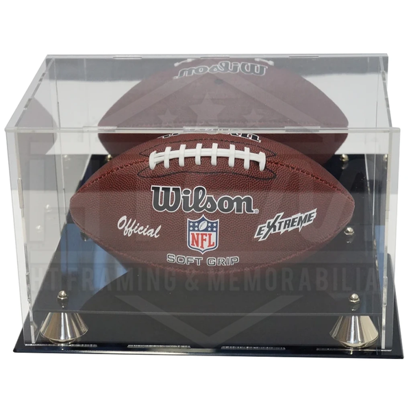 Deluxe Acrylic NFL Football Display Case With Gold Risers and Mirror B ...