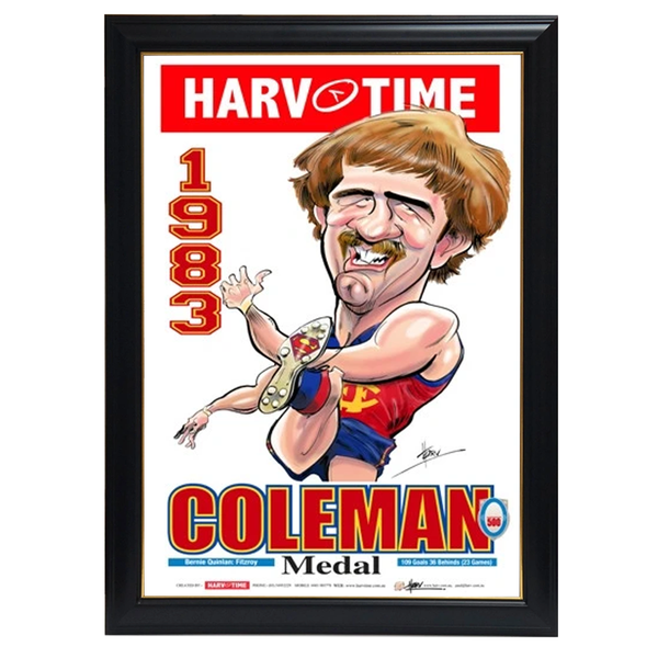 Bernie Quinlan, 1983 Coleman Medallist, Harv Time Print Framed - 4314 ...