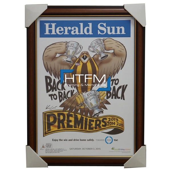 Hawthorn 2015 Premiers Herald Sun Poster Framed Mitchell Hodge Rioli M ...