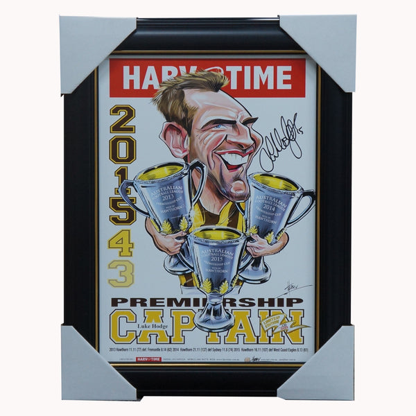 Luke Hodge Signed Hawthorn Premiership Captain Harv Time L/E Print Fra ...